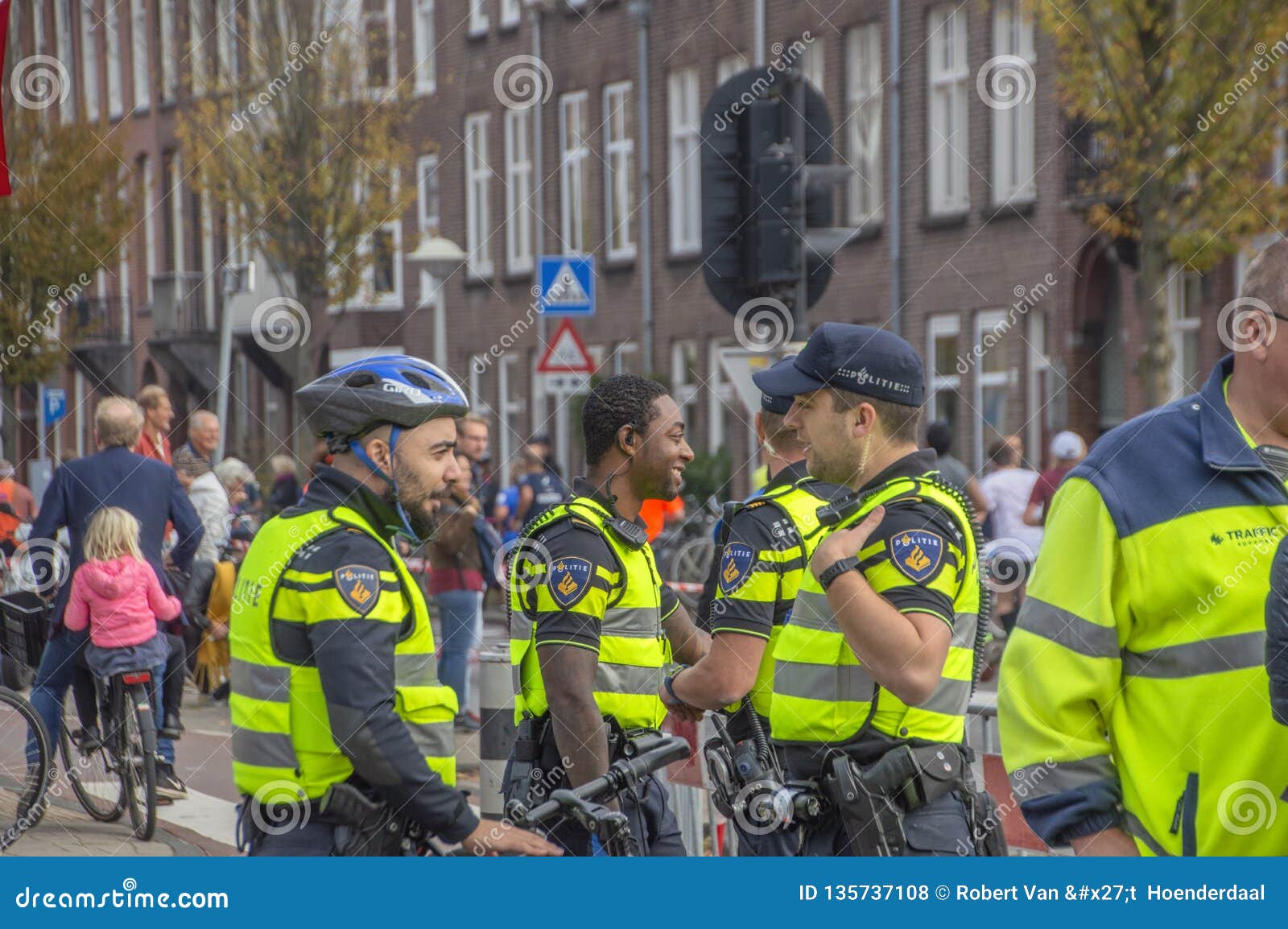 Police Man at Work during the Marathon of Amsterdam the Netherlands ...