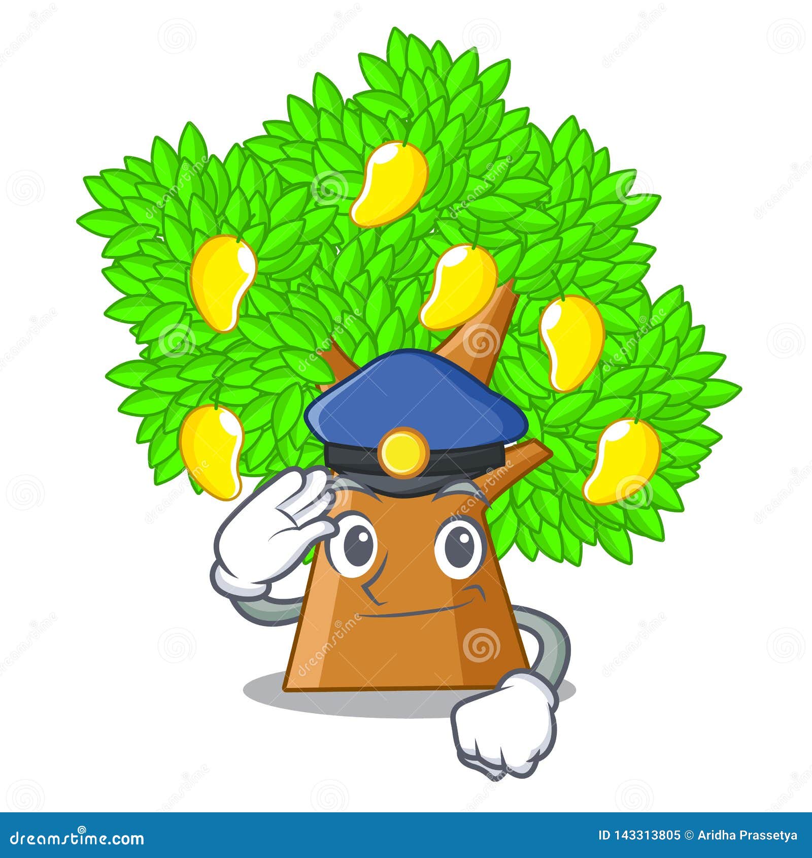 Police Mango Tree Isolated with the Mascot Stock Vector - Illustration ...