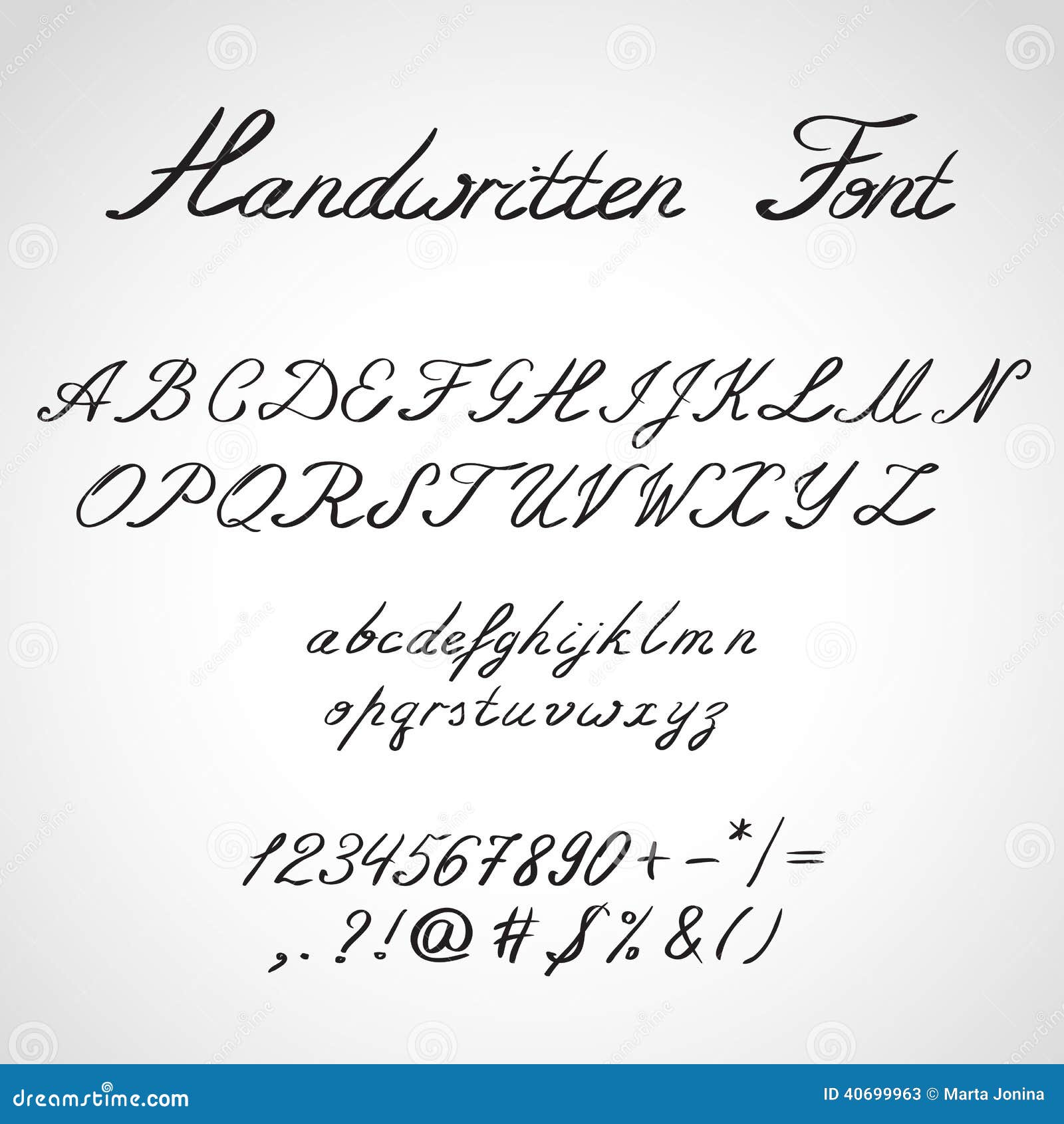 Police Manuscrite, Style D'encre Illustration Stock - Illustration du ...