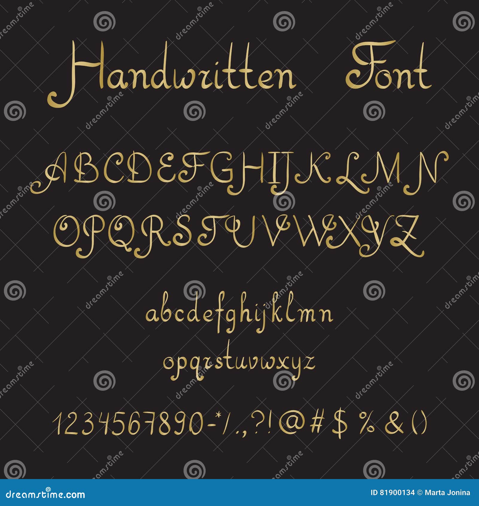 Police Manuscrite, Style D'encre Illustration de Vecteur - Illustration ...