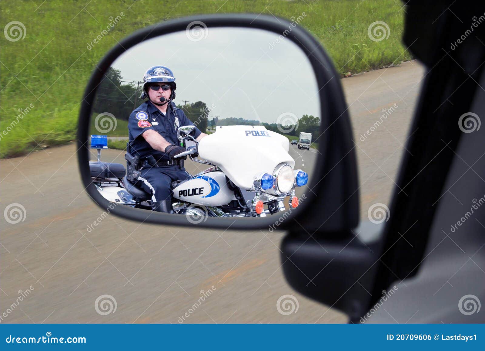 Police Motorcycle Cop Mirror Stock Photo - Image of officer, speeder ...