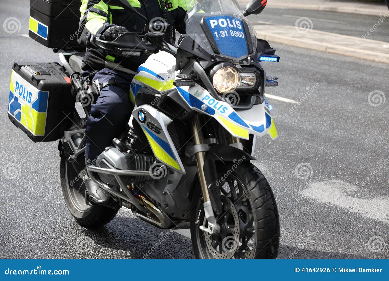 Police Motorcycle Officer On Stand-by At Road Block Outside Parliament ...