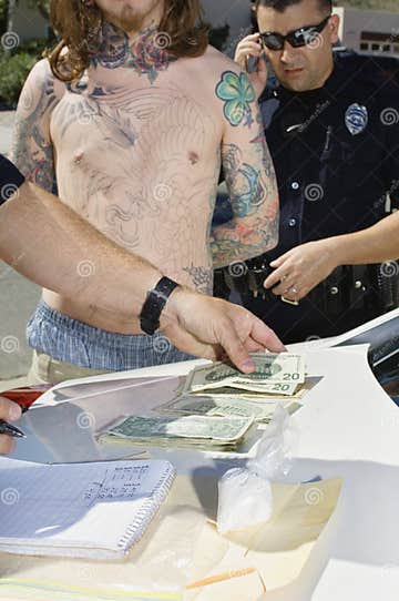 Police Officer Arresting Drug Dealer Stock Image Image Of Currency