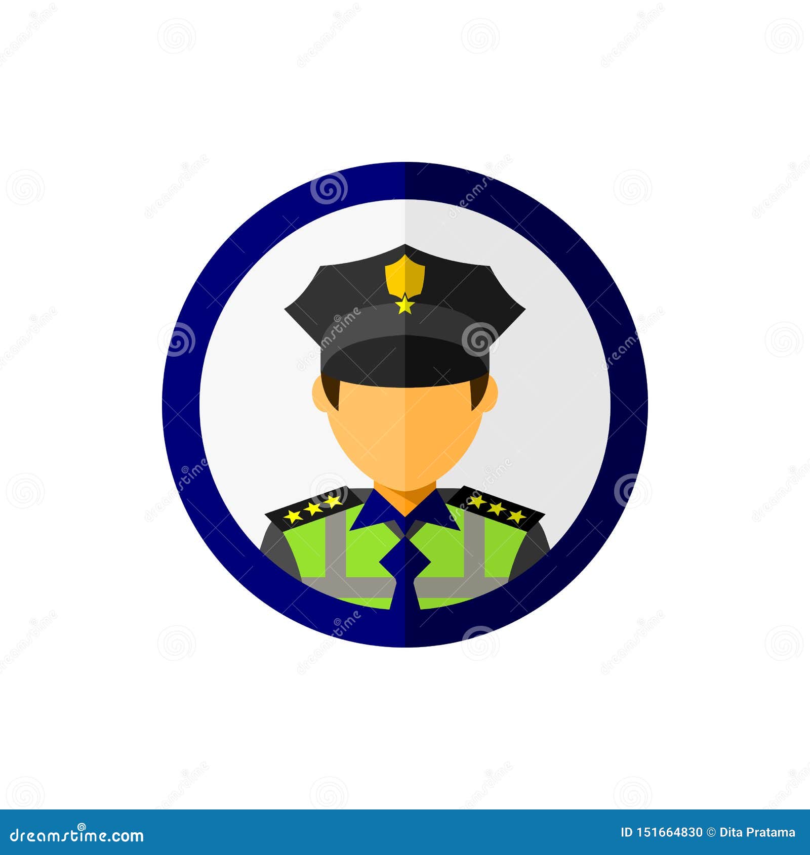 Police Officer Avatar with Circle Icon. Stock Illustration ...