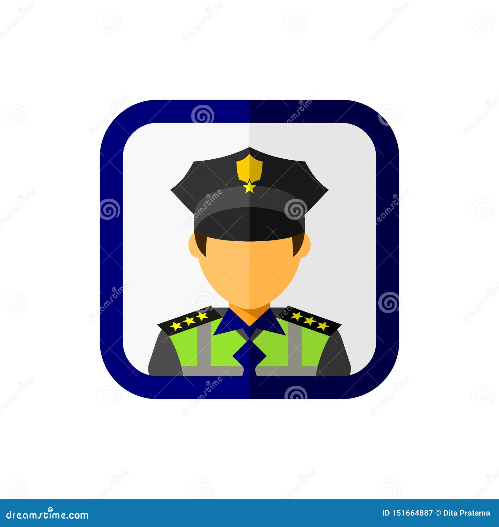 Police Officer Avatar with Square Icon. Stock Illustration ...