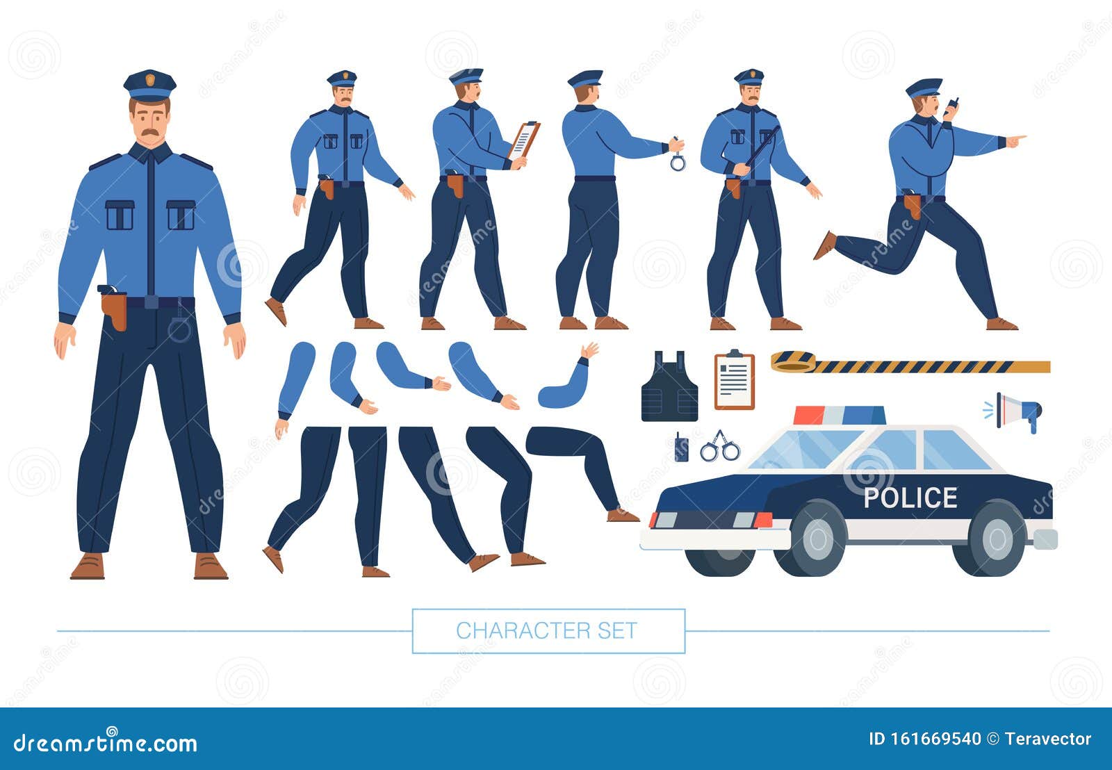 Police Officer Character Constructor Vector Set Stock Vector ...