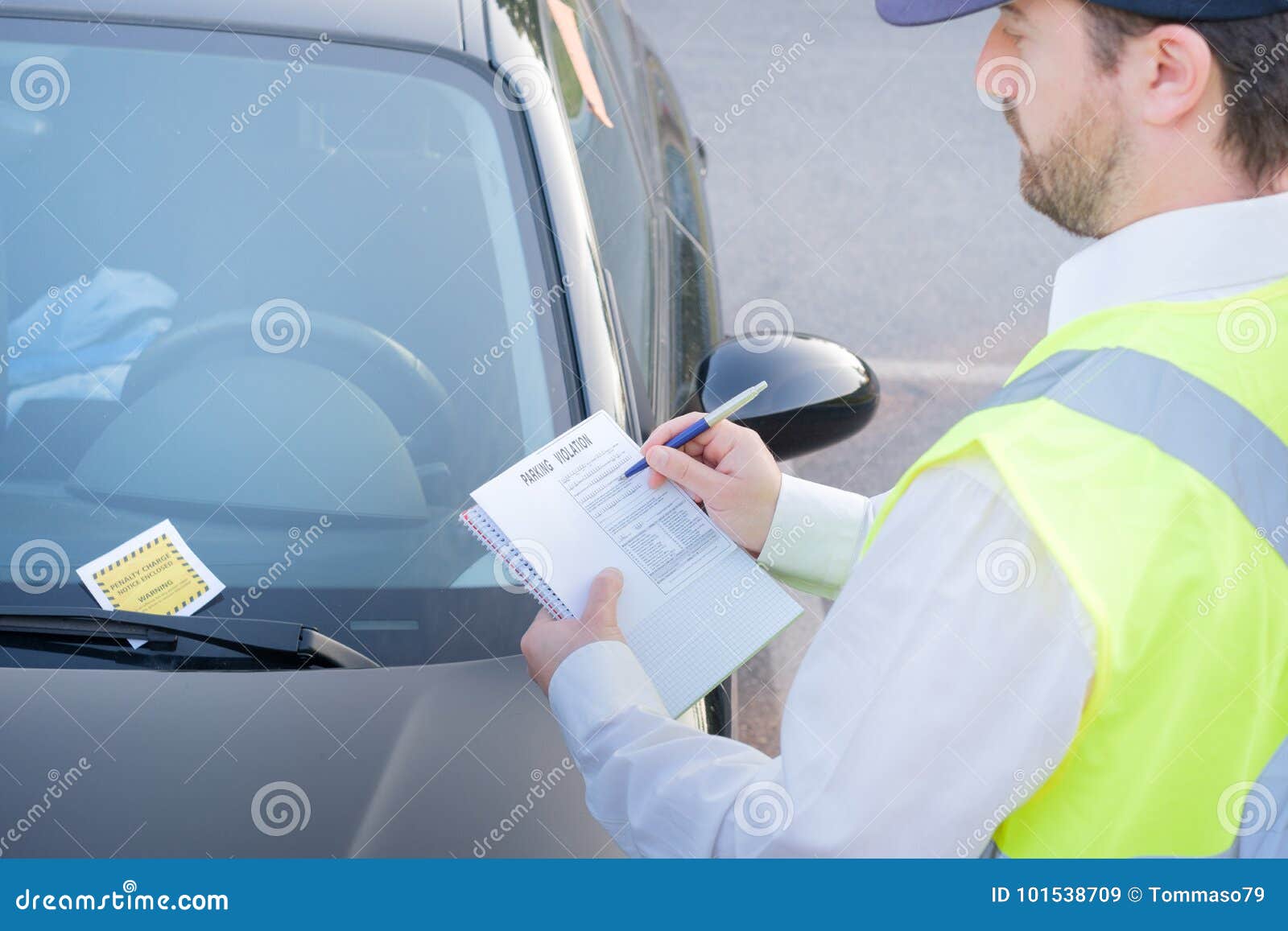 Police Officer Giving a Fine for Parking Violation Stock Image - Image ...