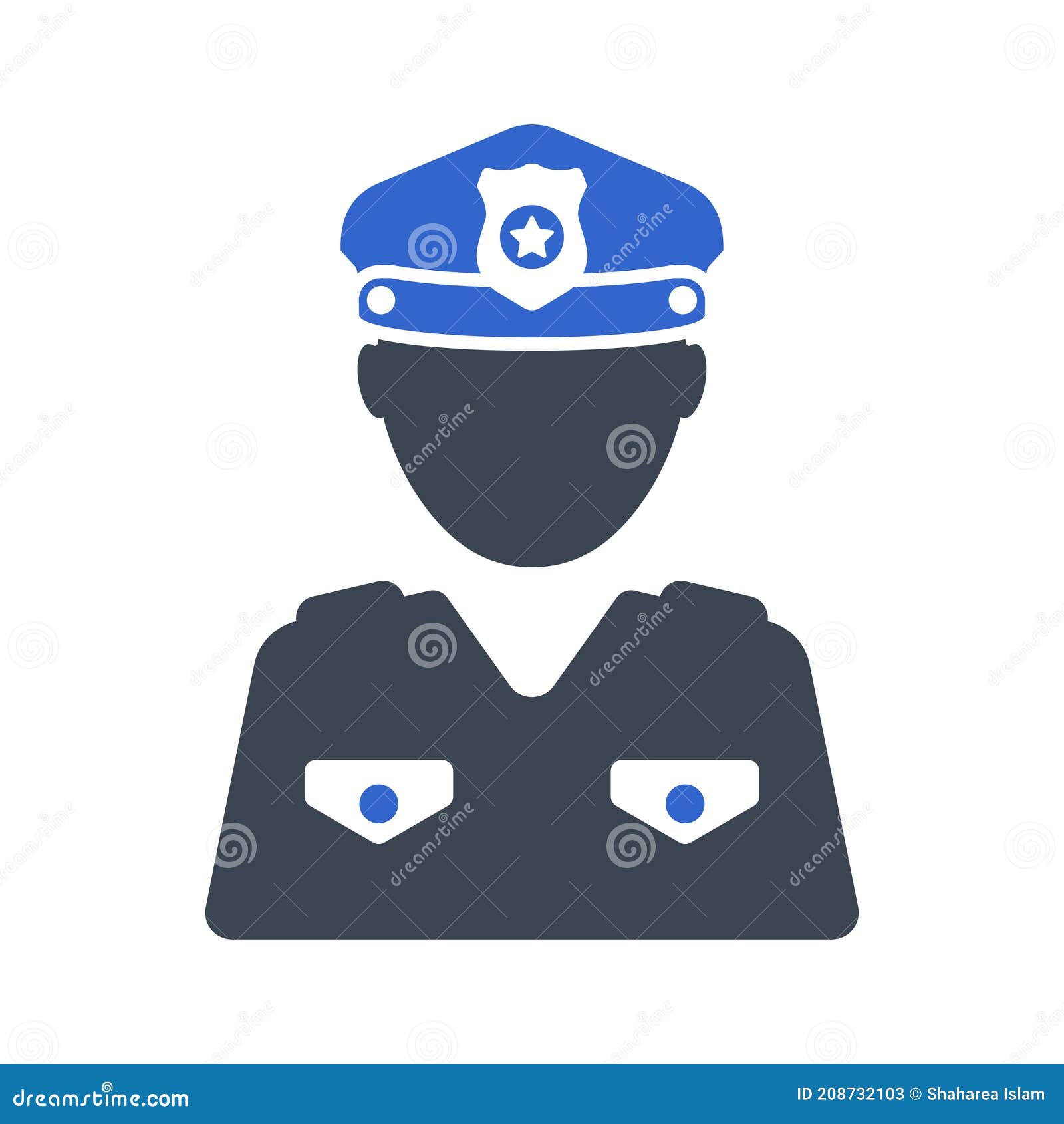 Police officer icon stock vector. Illustration of security - 208732103
