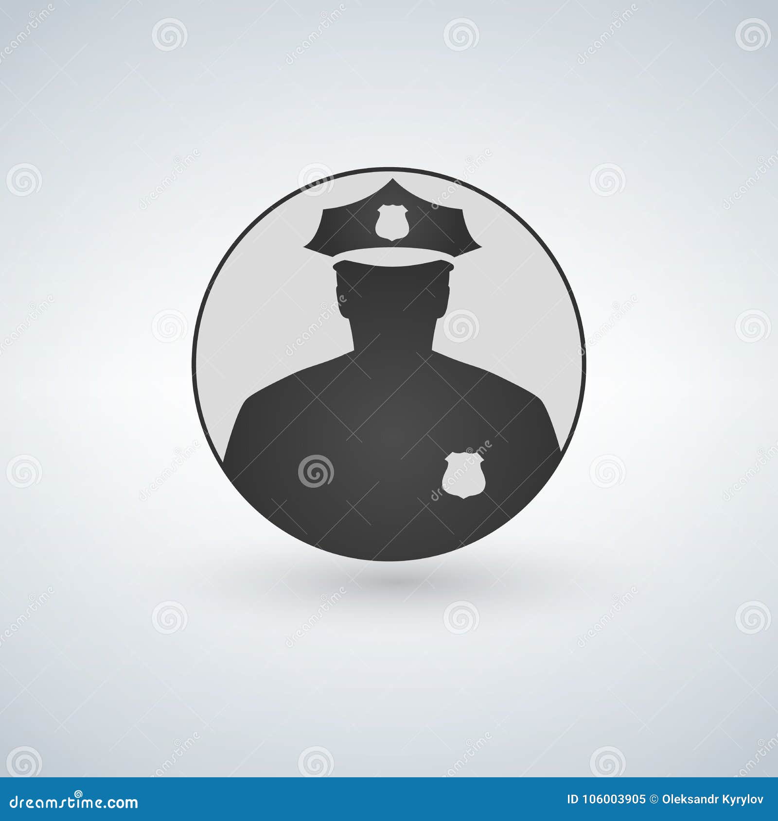 Police Officer Icon in Circle with a Shadow Stock Illustration ...
