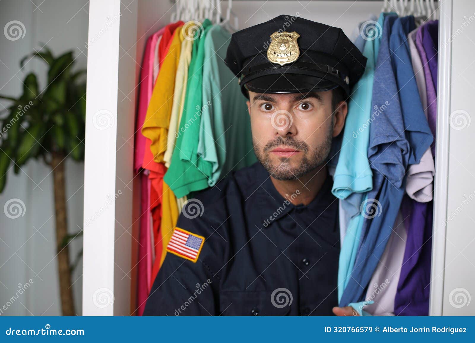 Police Officer Inside of the Closet Stock Image - Image of disclosing ...