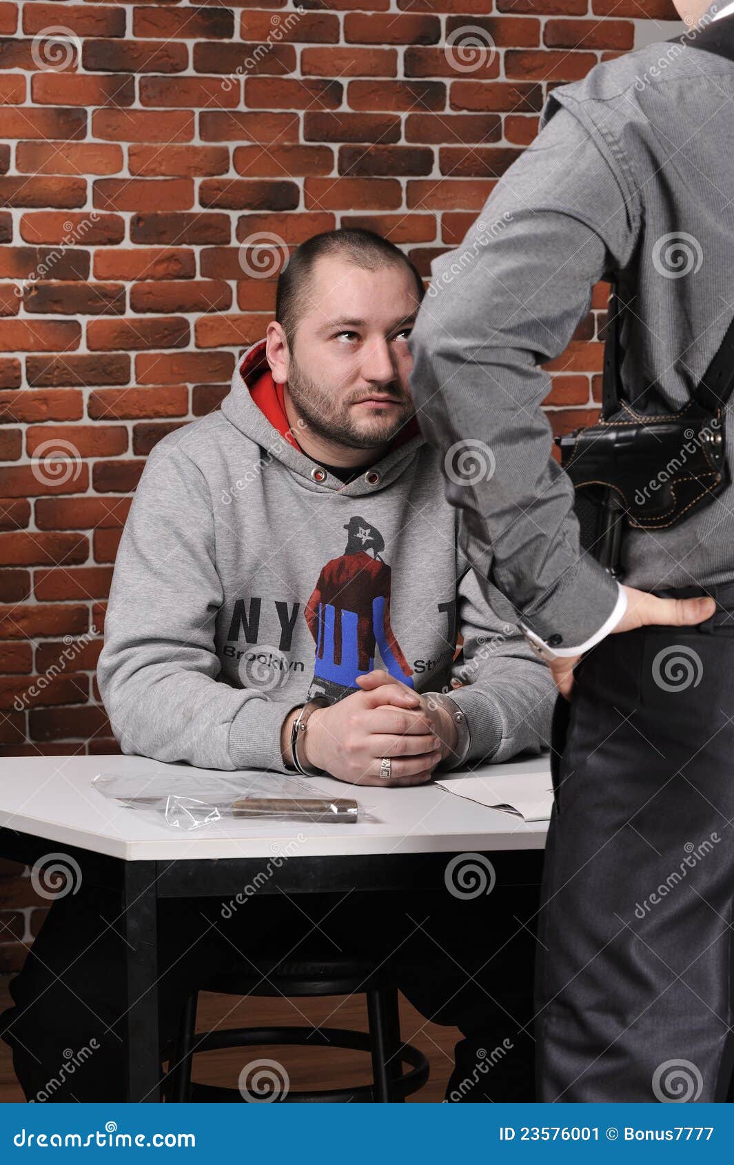 Police Officer Interrogates Detainee Stock Image Image Of Crime