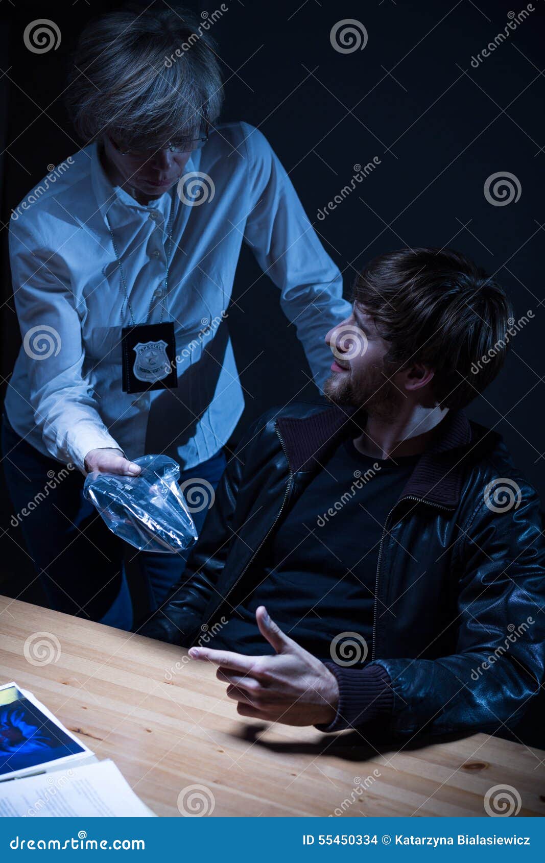 Police Officer Interrogates a Man Stock Photo - Image of people, black ...