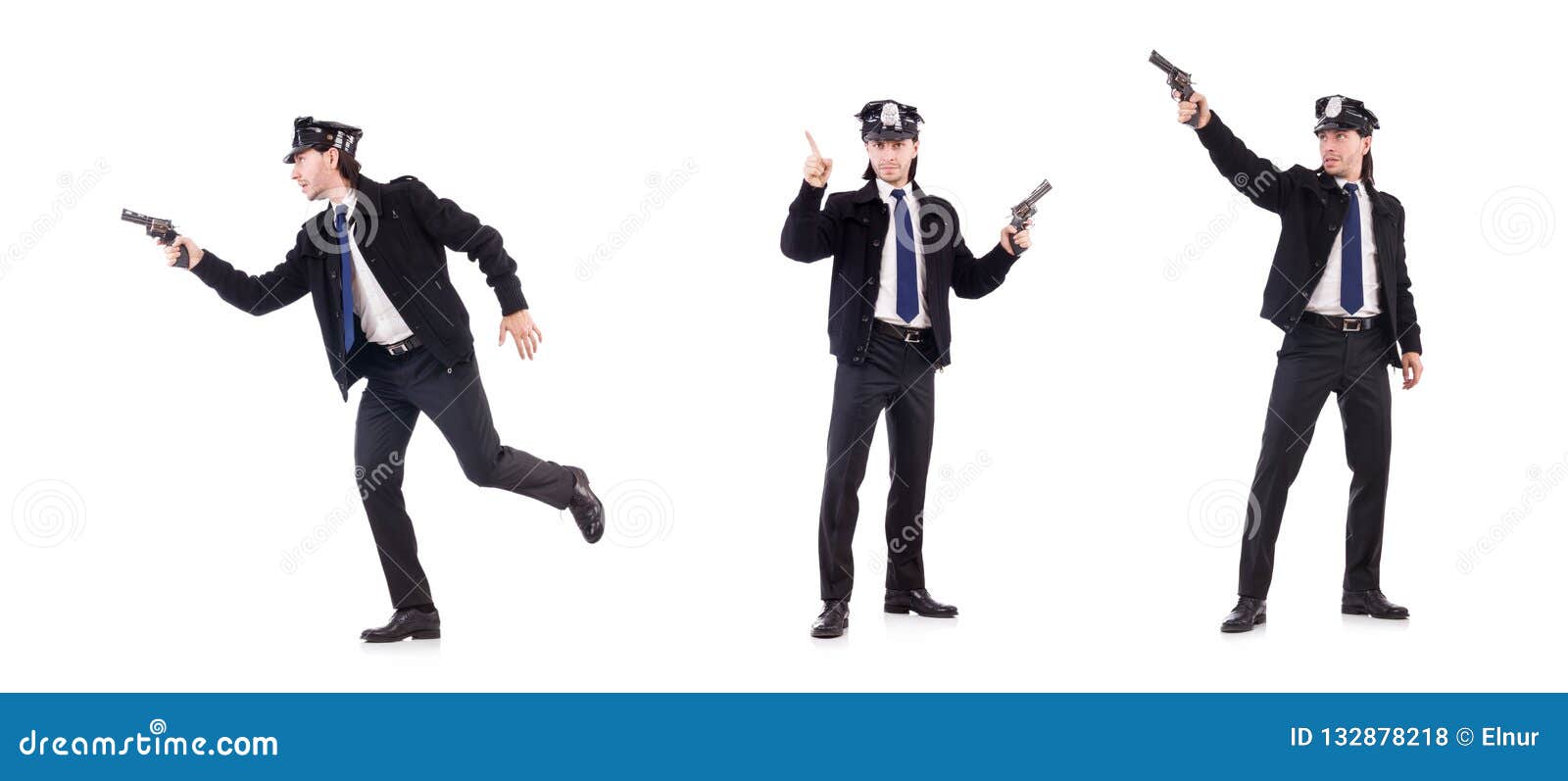 The Police Officer Isolated on White Stock Photo - Image of armed ...