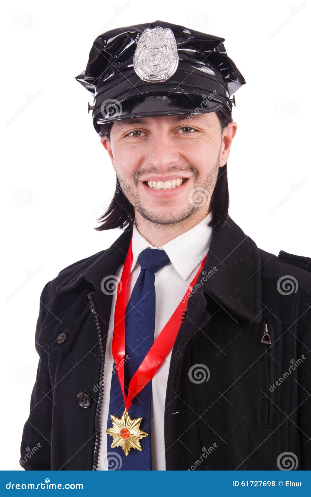 The Police Officer Isolated on White Stock Photo - Image of prize ...