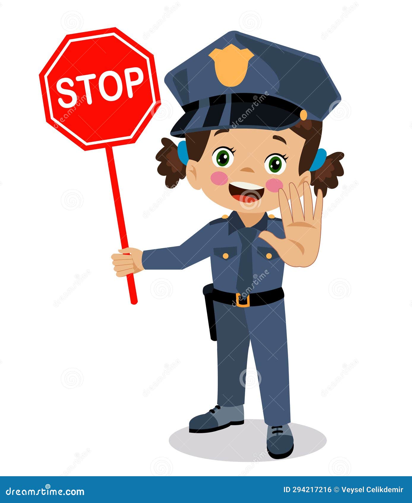 Police Officer Making a Stop Sign Stock Illustration - Illustration of ...
