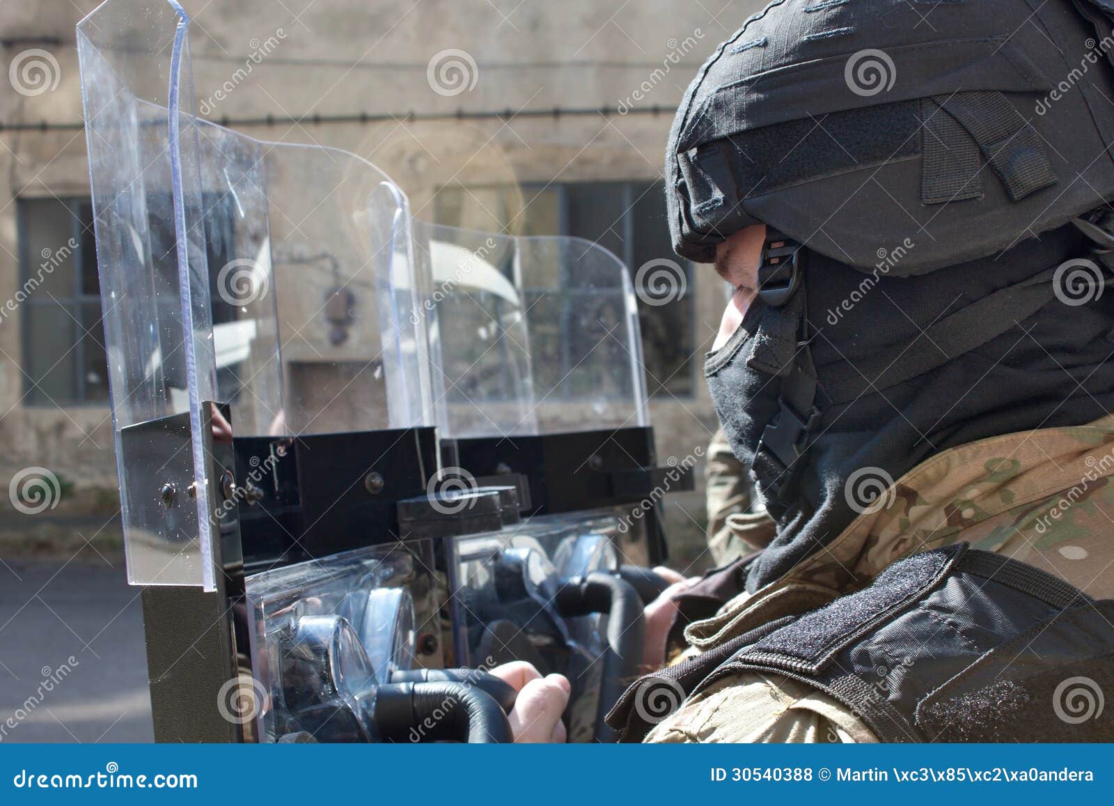 Police Officer in a Protective Helmet Stock Photo - Image of gear ...