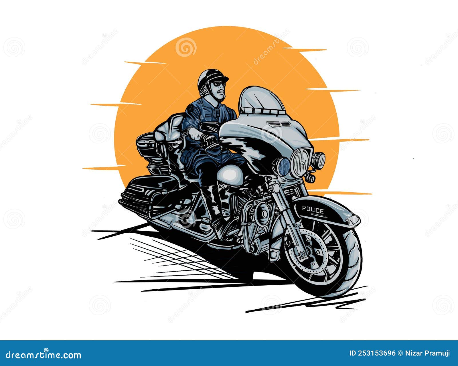 Police Officer Riding Motorcycle Style Vector Illustration Stock Vector ...