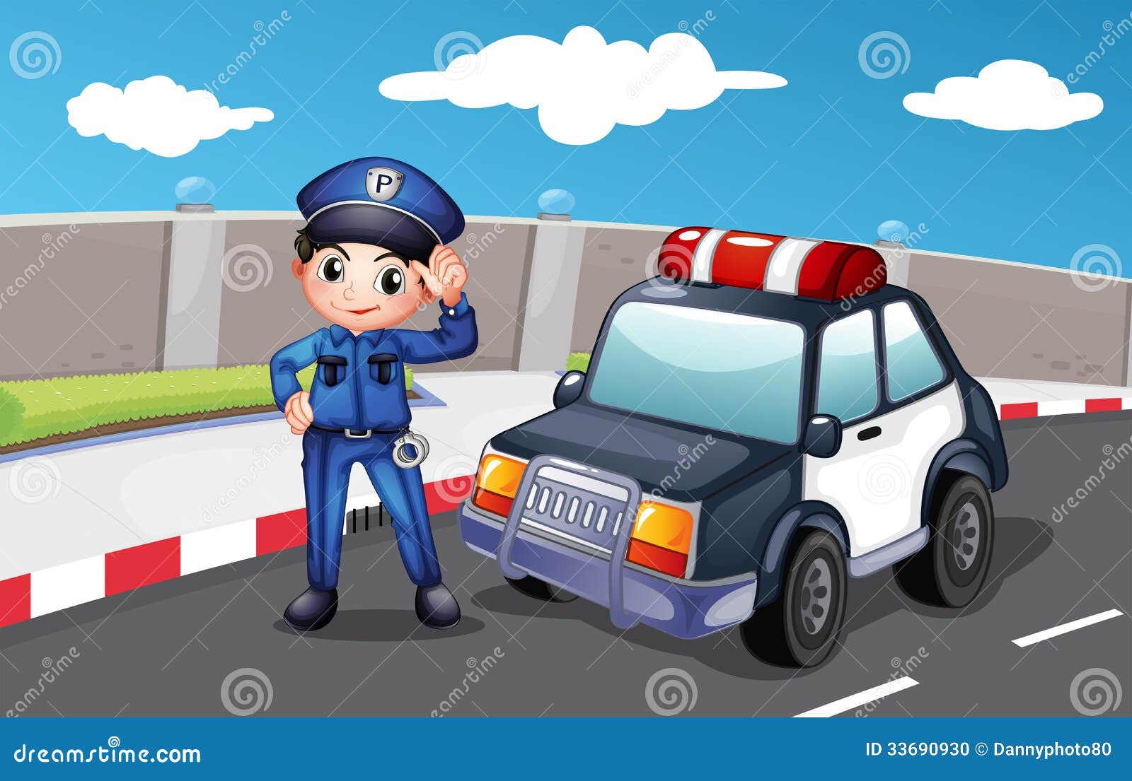 A Police Officer at the Street Stock Illustration - Illustration of ...