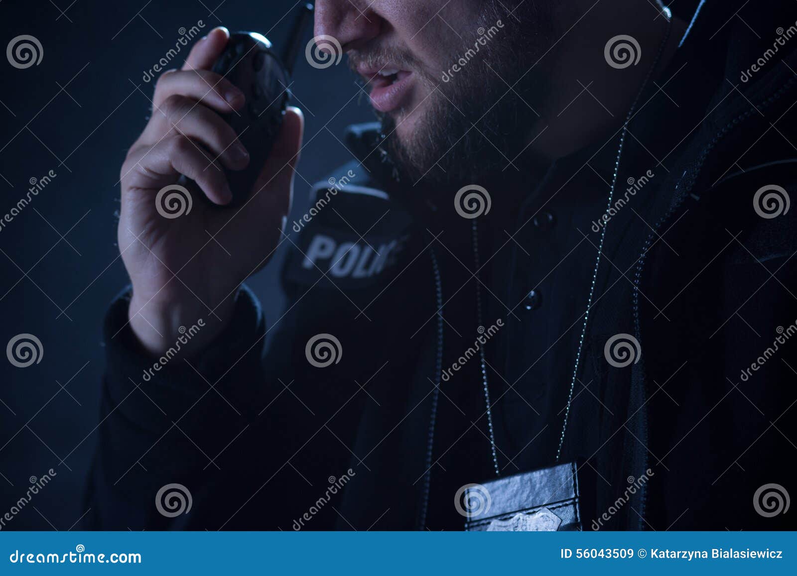 Police Officer Talking on Radio Stock Image - Image of policeman, force ...