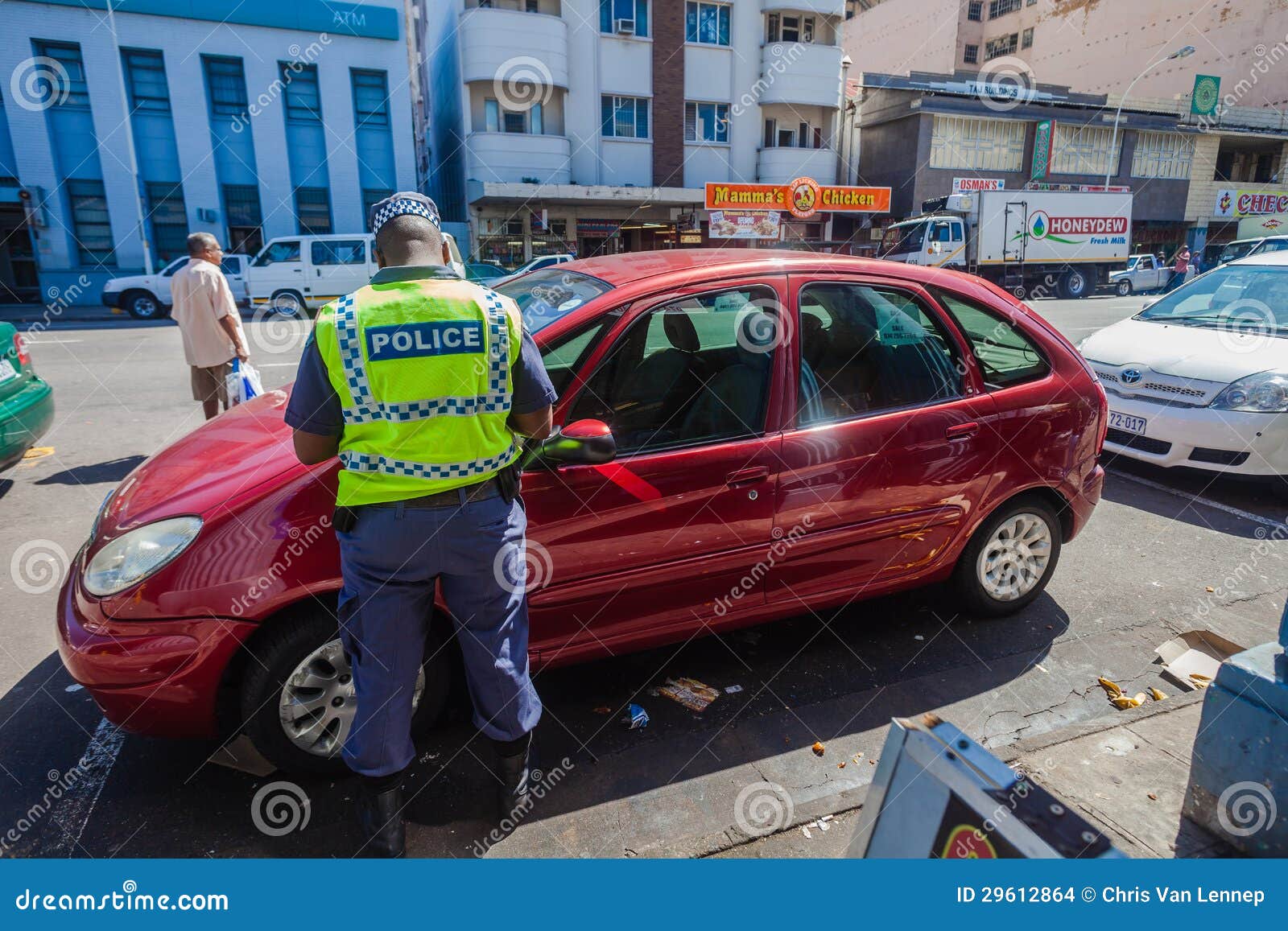 Police Officer Ticket Car editorial stock image. Image of durban - 29612864