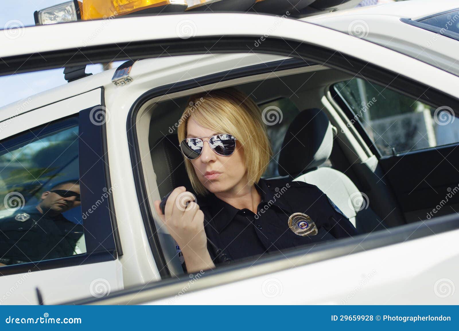 Police Officer Using Two-Way Radio Stock Photo - Image of people, guard ...