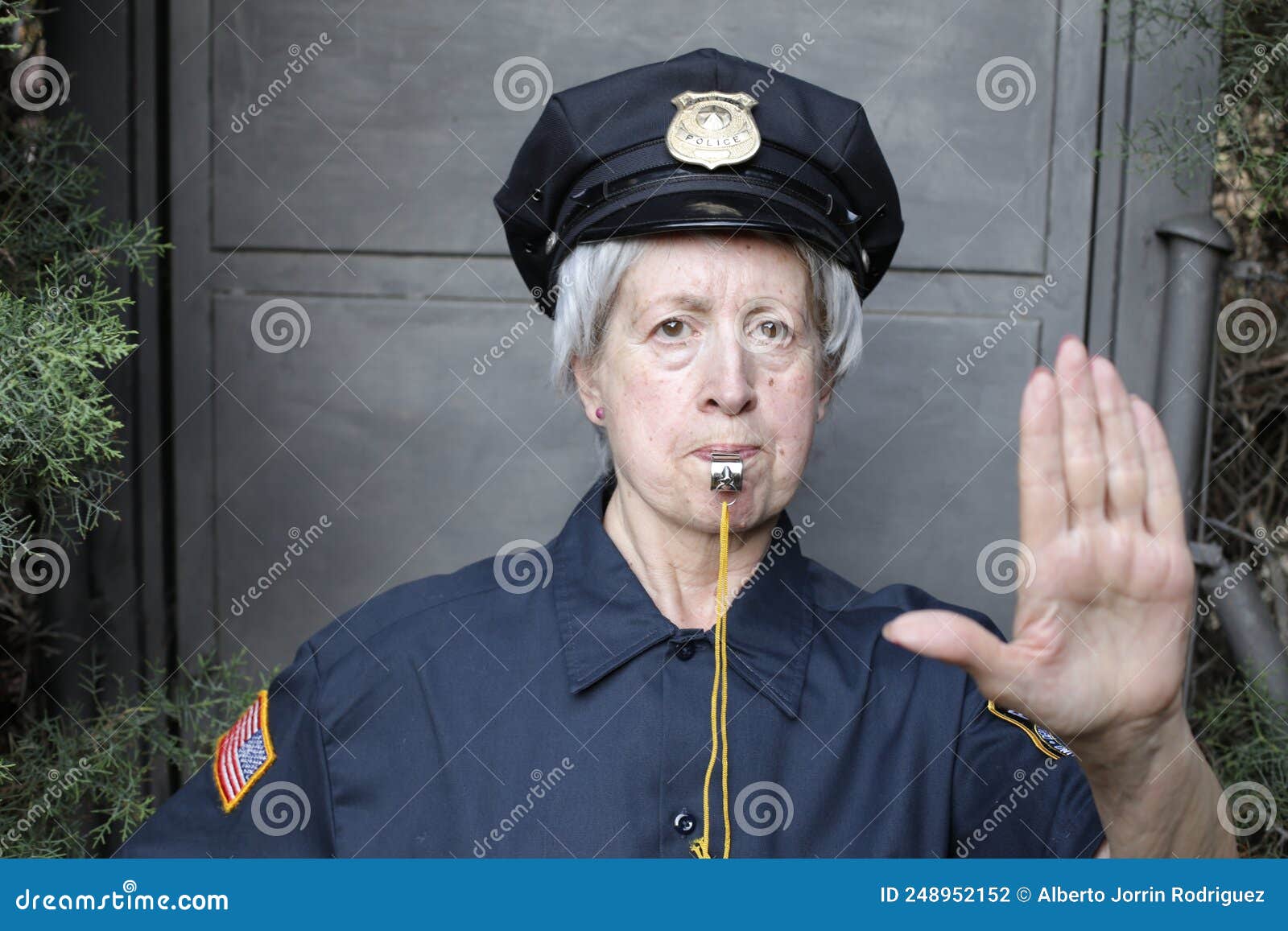 Police Officer Using a Whistle Stock Photo - Image of forbidden, people ...