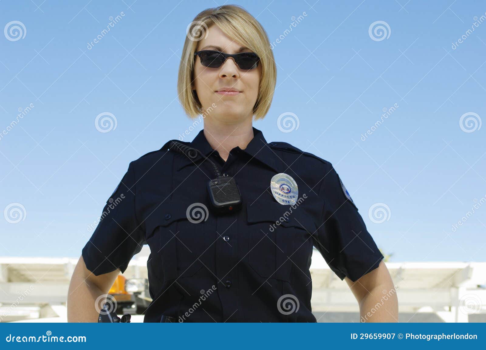 Police Officer Wearing Sunglasses Stock Image - Image of protect ...