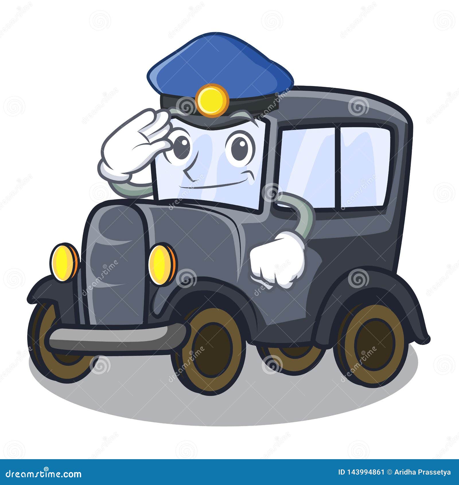 Police Old Car in the Shape Character Stock Vector - Illustration of ...
