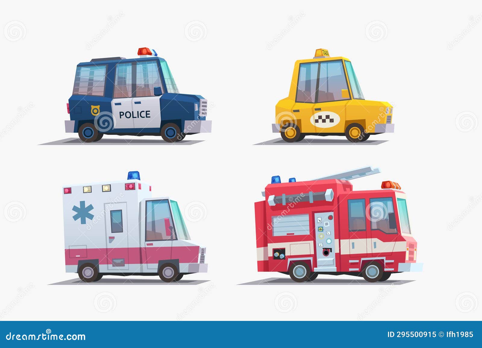 Police and Other Service Cars in Set Stock Vector - Illustration of ...