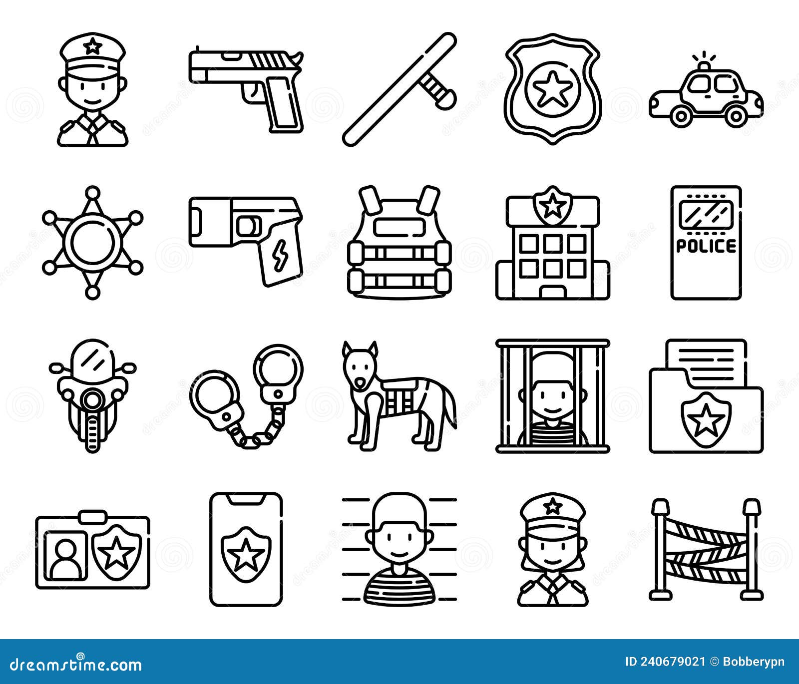 Police Outline Icon and Symbol for Website, Application Stock Vector ...
