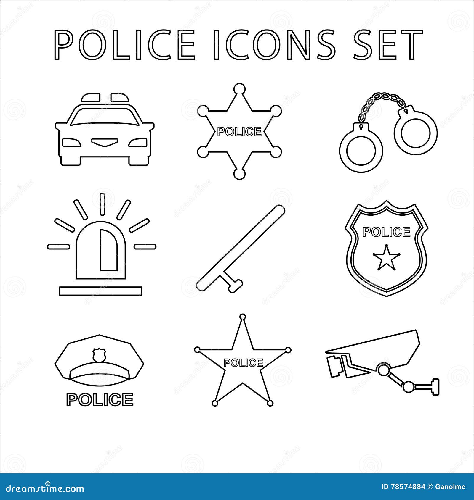 Police Outline Icons Set Stock Illustrations – 3,233 Police Outline ...