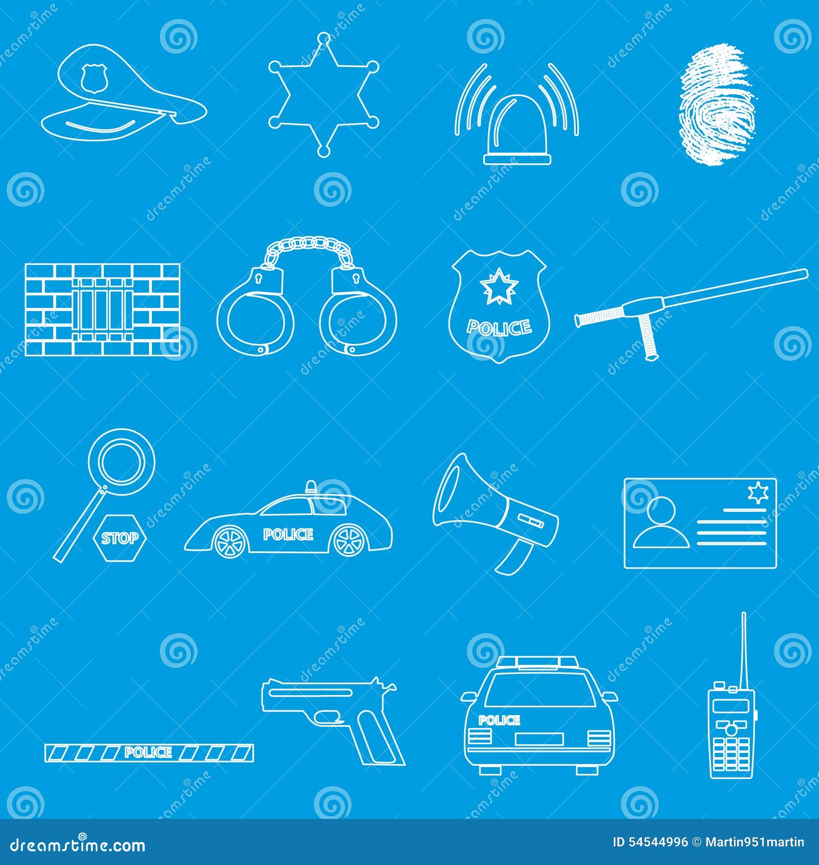 Police Outline Simple Icons Set Eps10 Stock Vector - Illustration of ...