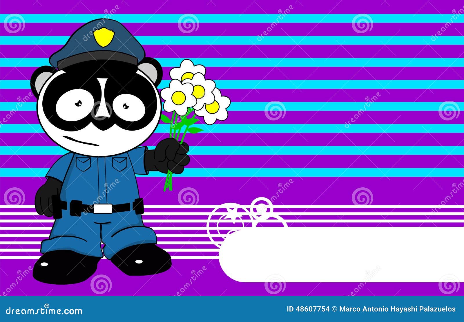 Police Panda Bear Kid Cartoon Background Vector Illustration ...