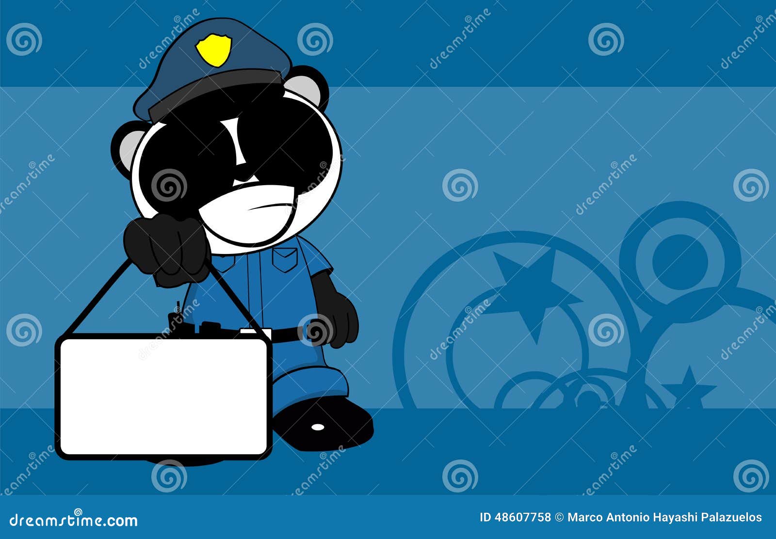 Police Panda Bear Kid Cartoon Background2 Vector Illustration ...