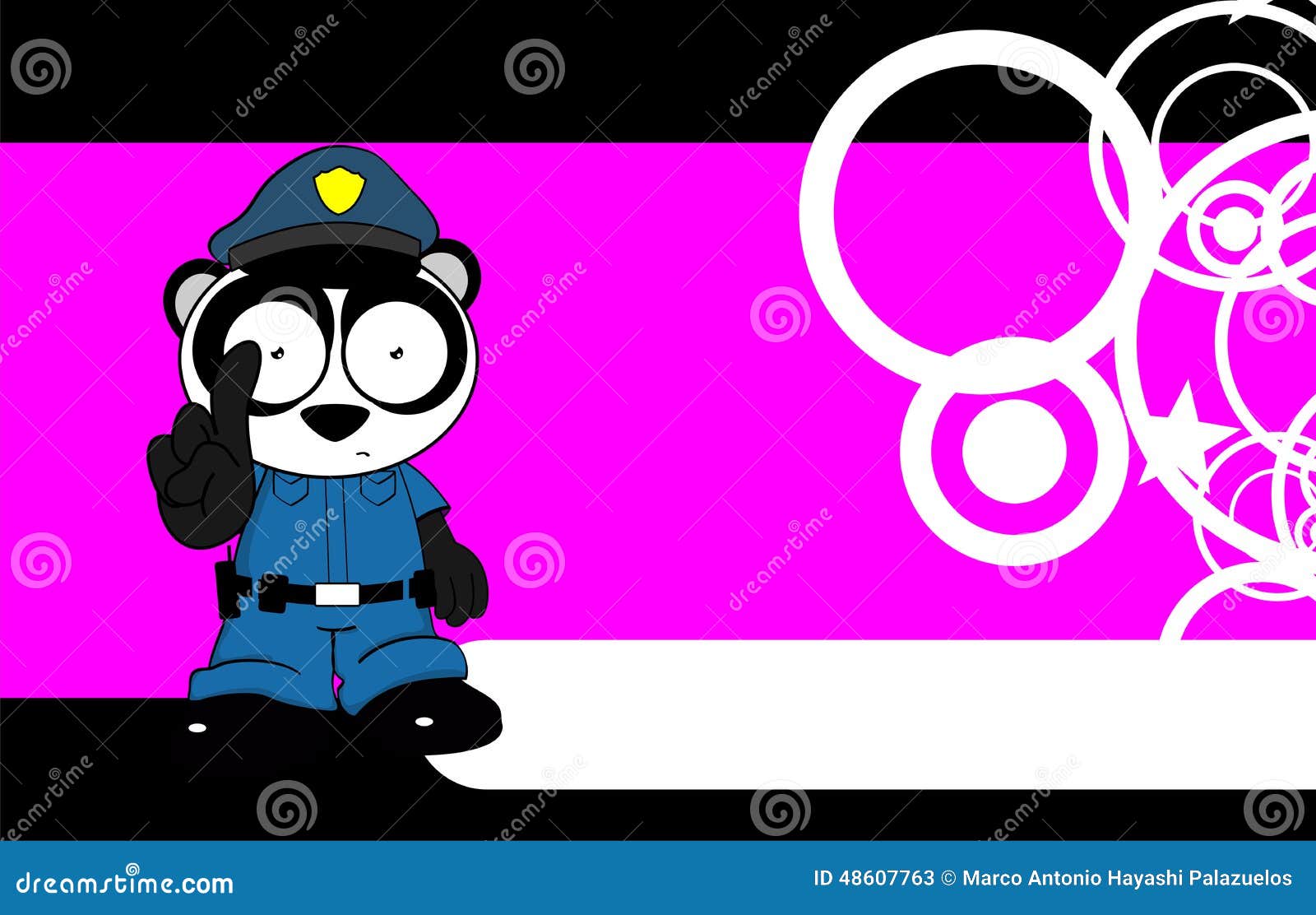 Police Panda Bear Kid Cartoon Background Vector Illustration ...