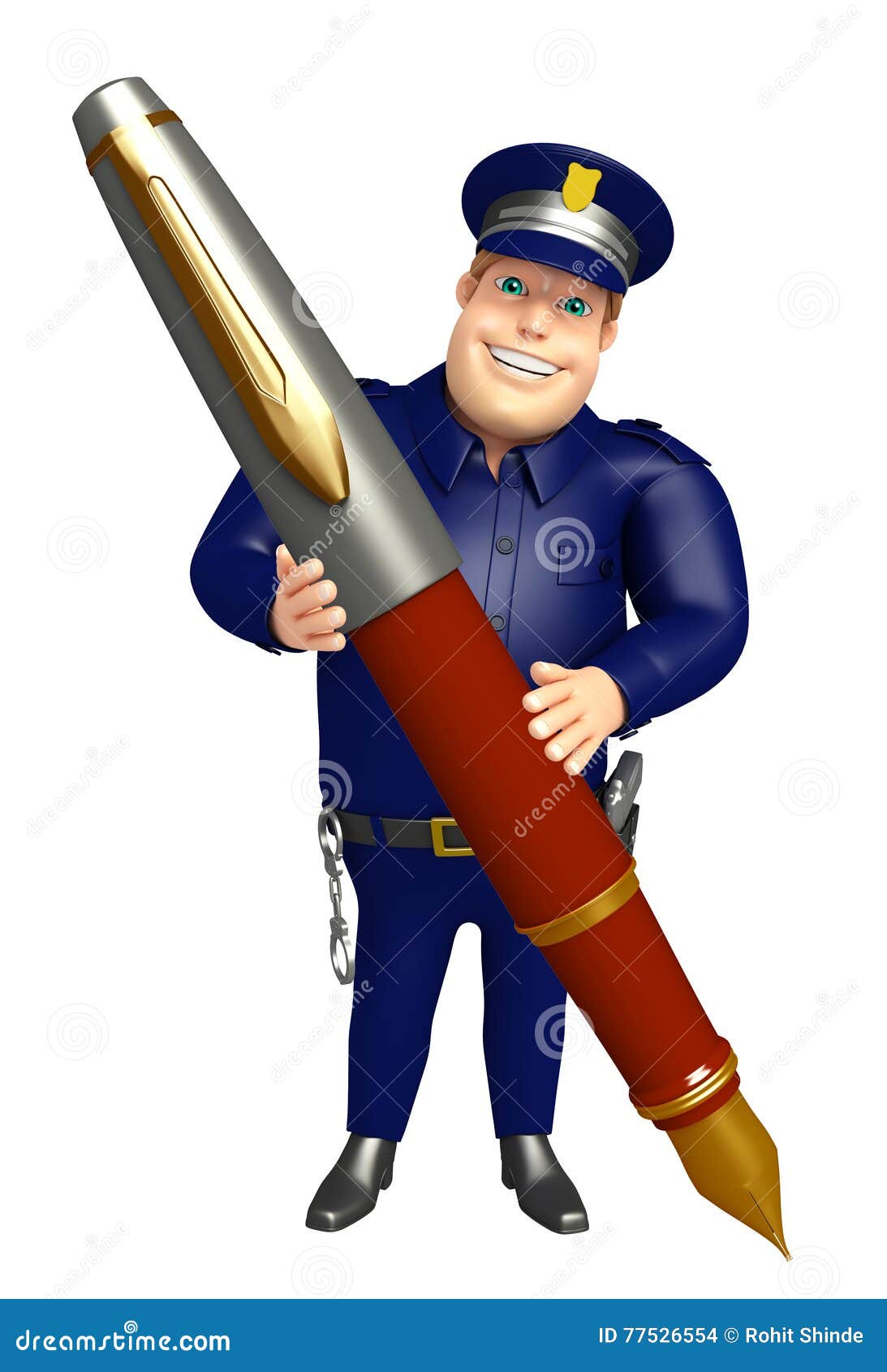 Police with Pen stock illustration. Illustration of male - 77526554