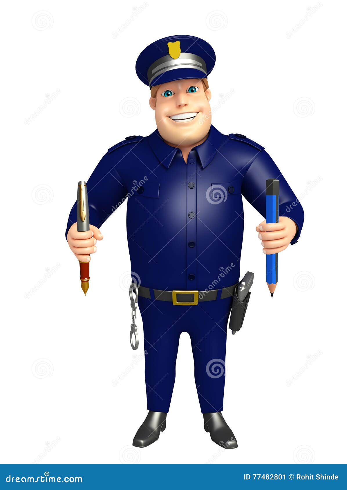 Police with Pen and Pencil stock illustration. Illustration of staff ...