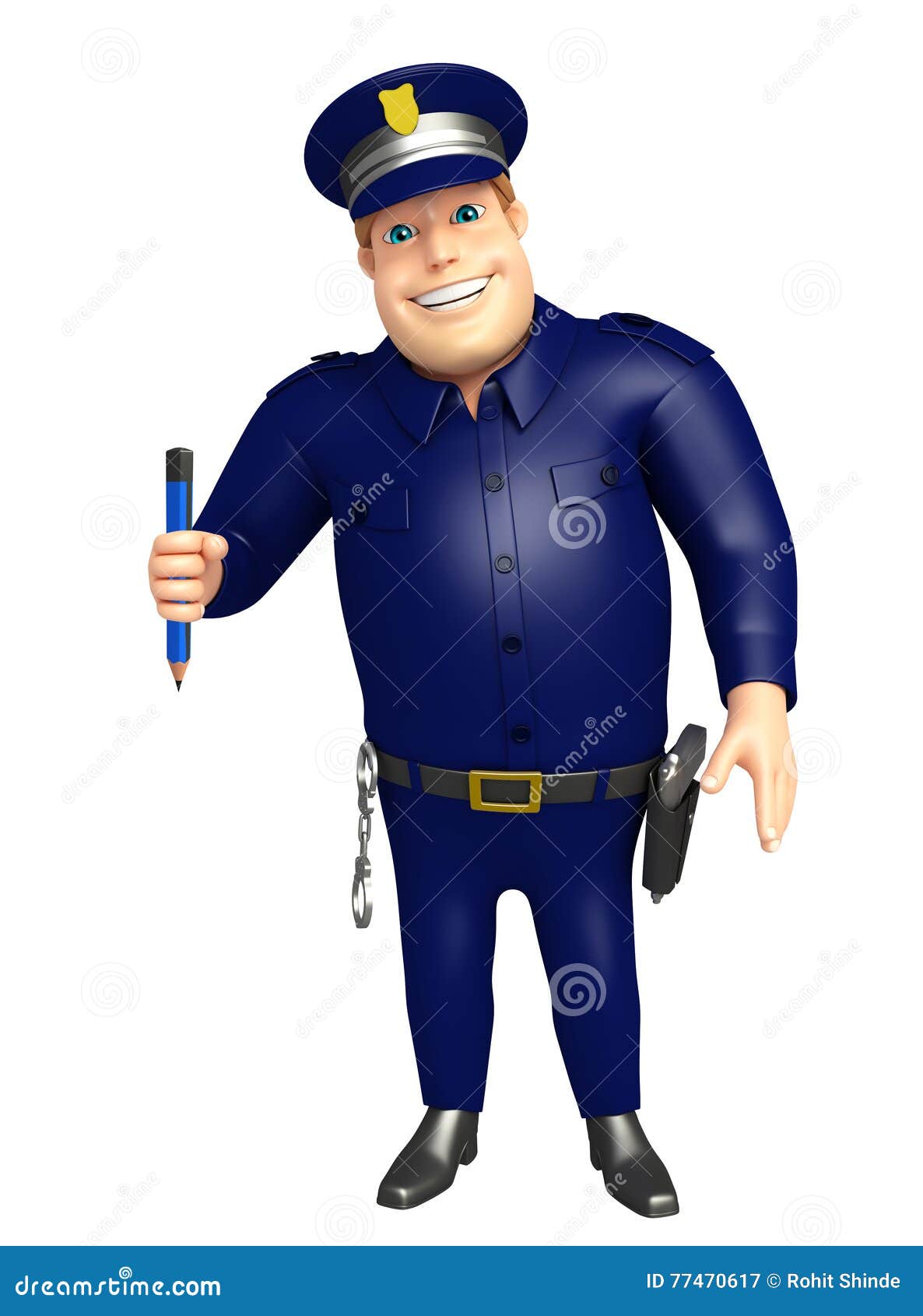 Police with Pencil stock illustration. Illustration of cheerful - 77470617