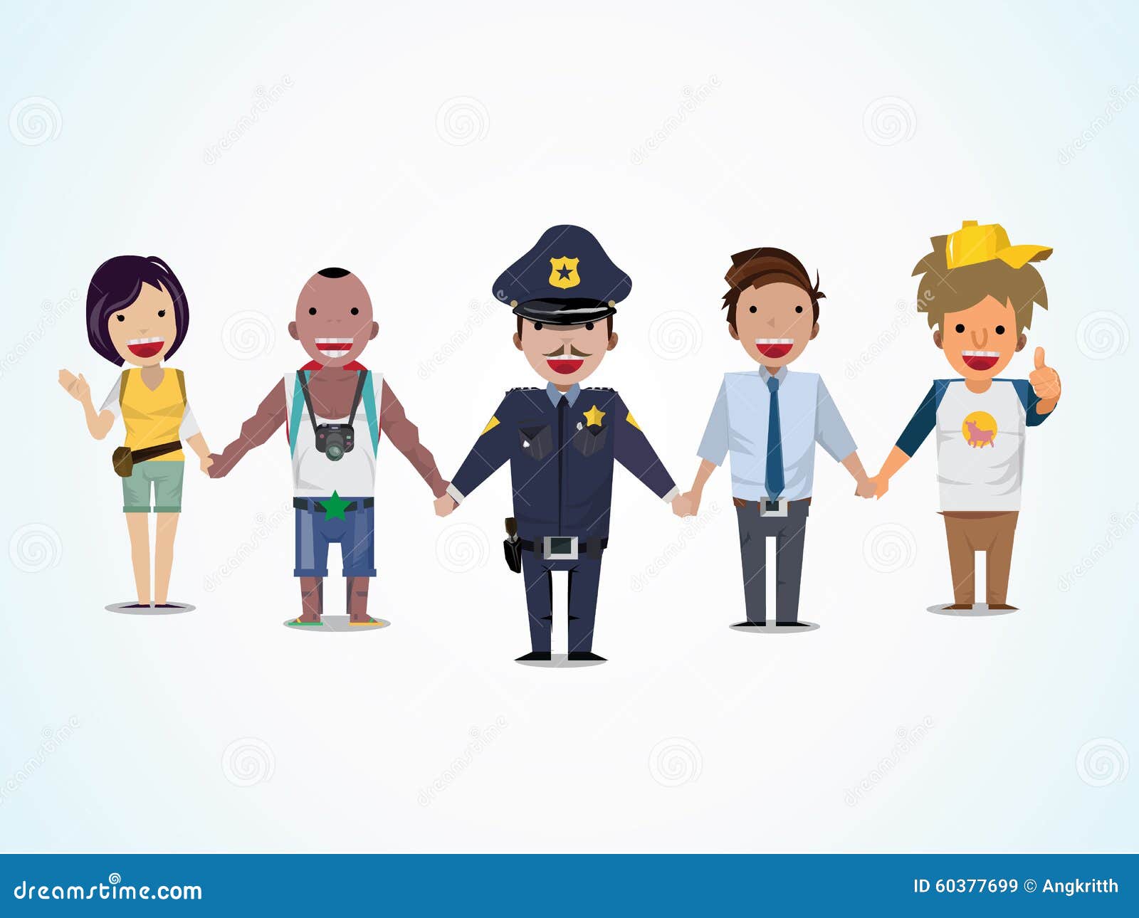Police and People are Holding Hand - Stock Illustration - Illustration ...