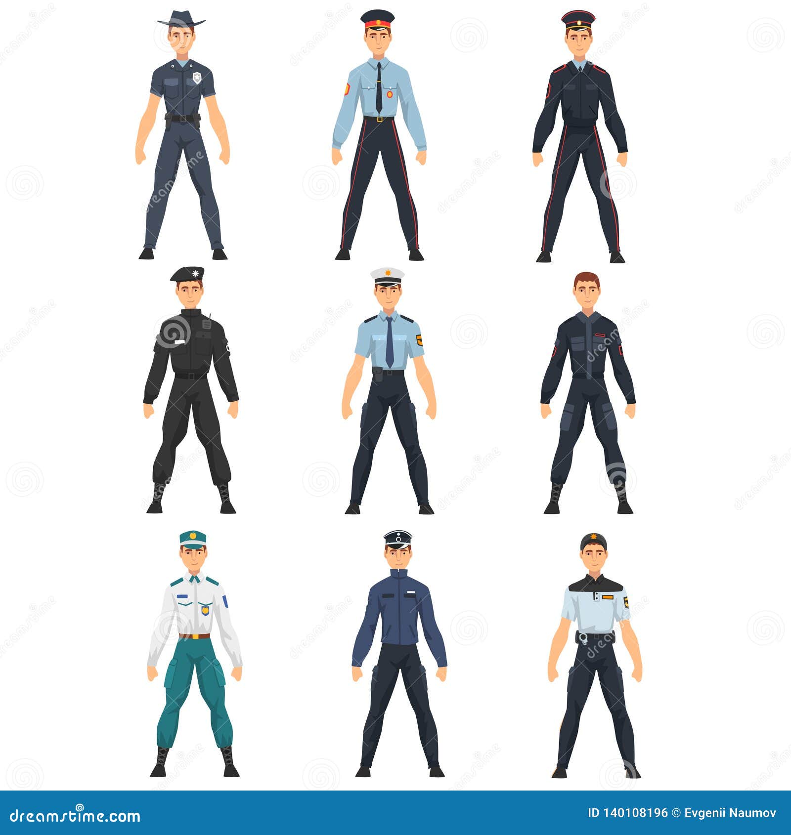 Police People Concept. Set Of Different Detailed Illustration Of SWAT ...