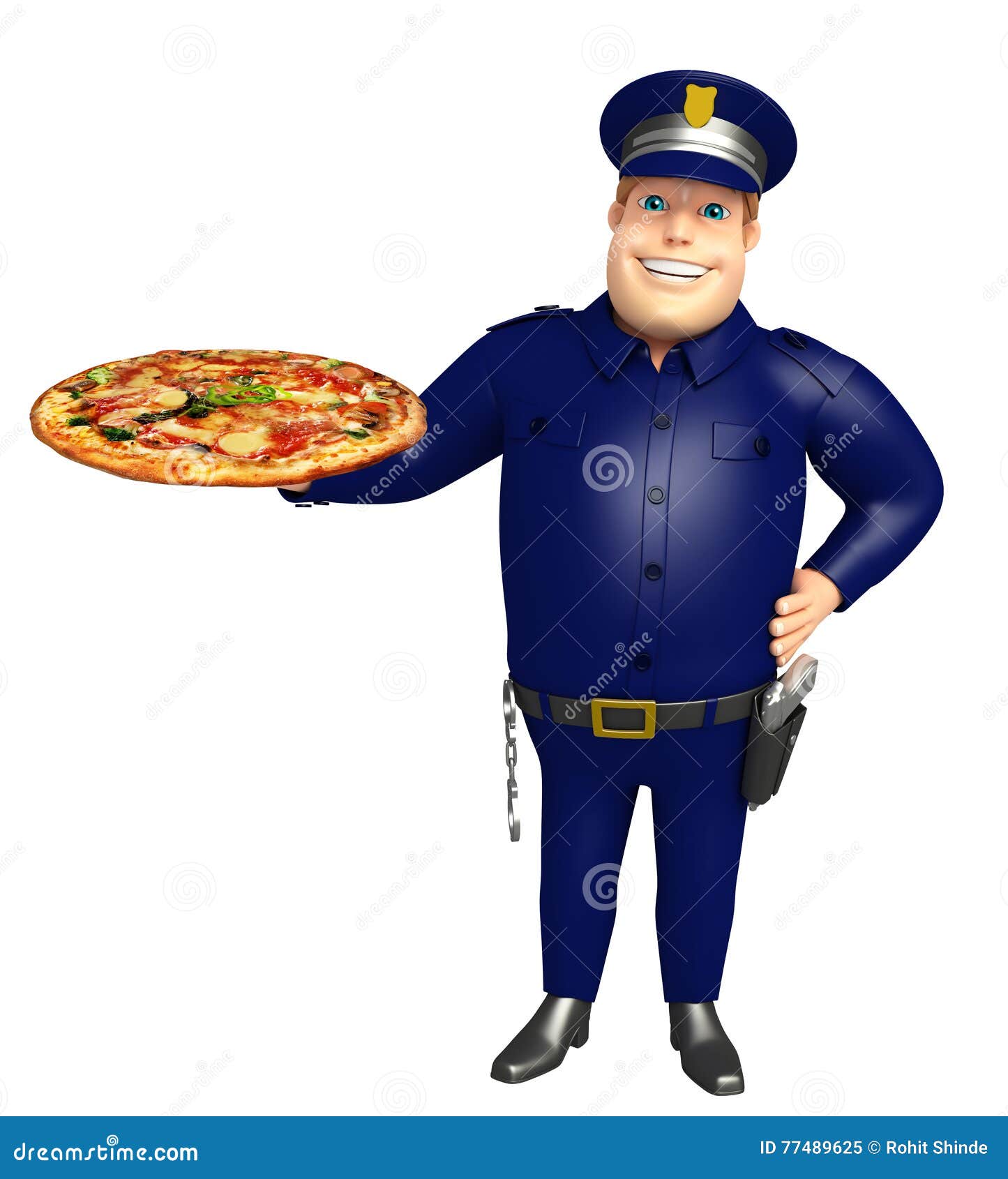 Police with Pizza stock illustration. Illustration of caucasian - 77489625