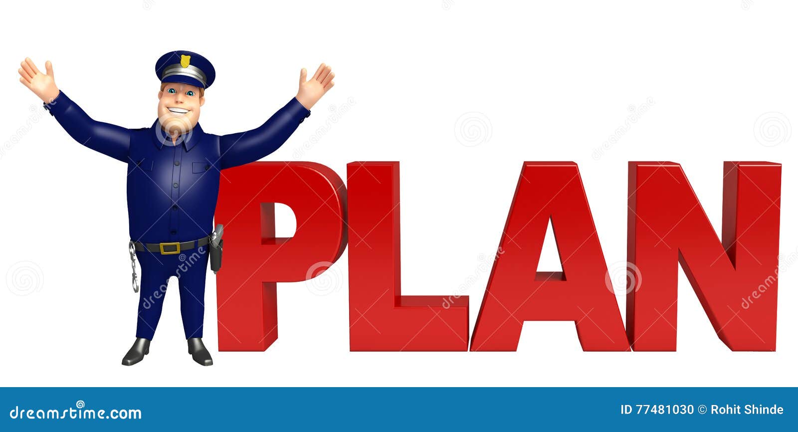 Police with Plan sign stock illustration. Illustration of lockup - 77481030