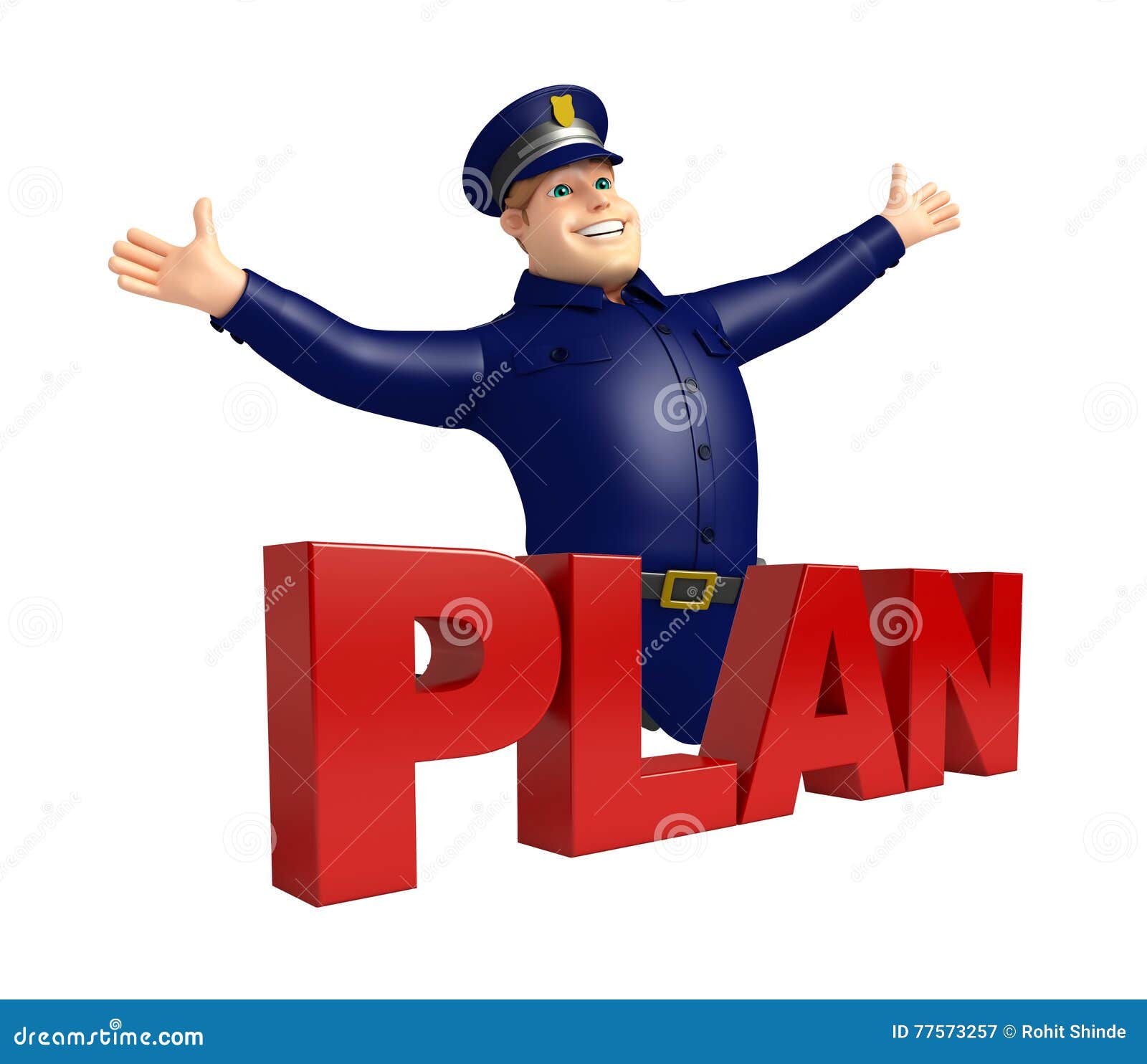 Police with Plan sign stock illustration. Illustration of smiling ...