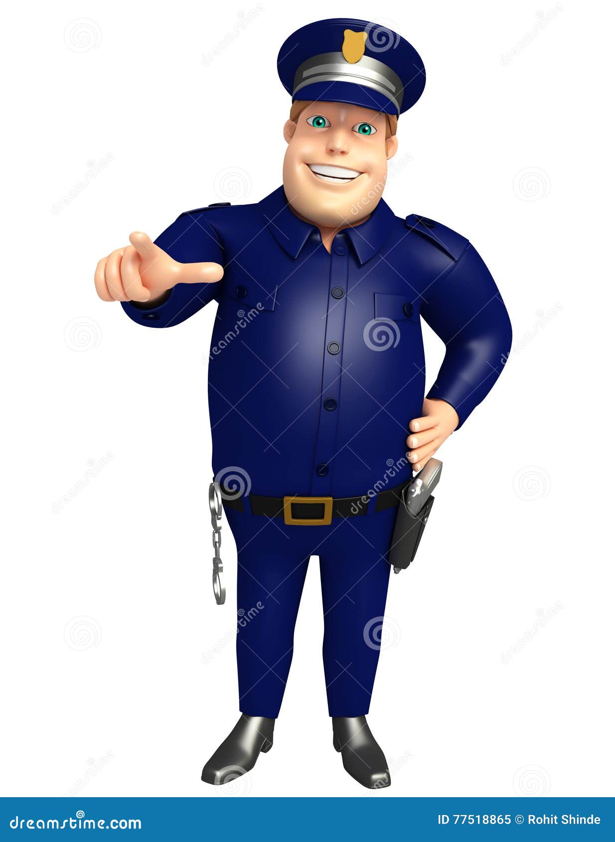 Police with Pointing pose stock illustration. Illustration of force ...
