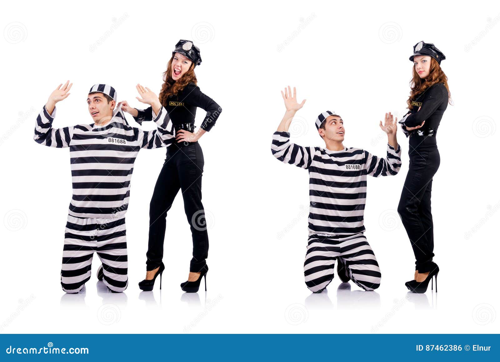 The Police and Prison Inmate on White Stock Photo - Image of male ...