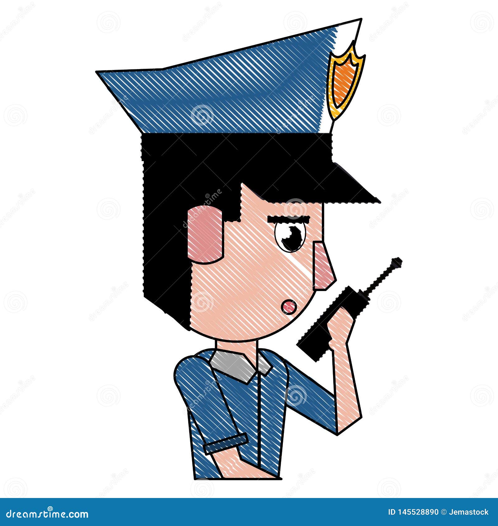 Police Profile Cartoon Scribble Stock Vector - Illustration of talking ...
