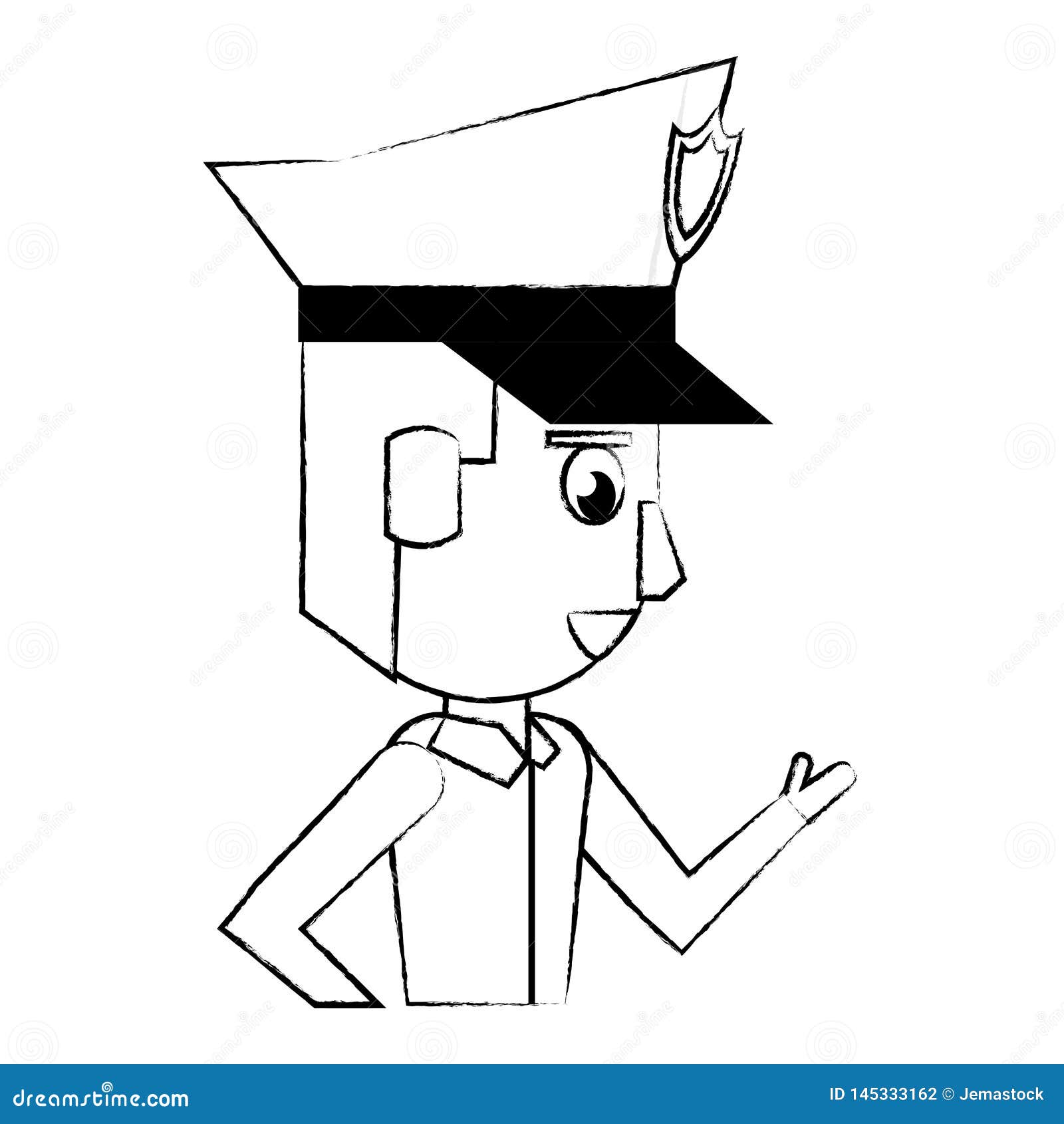 Police Profile Cartoon Sketch Stock Vector - Illustration of work ...