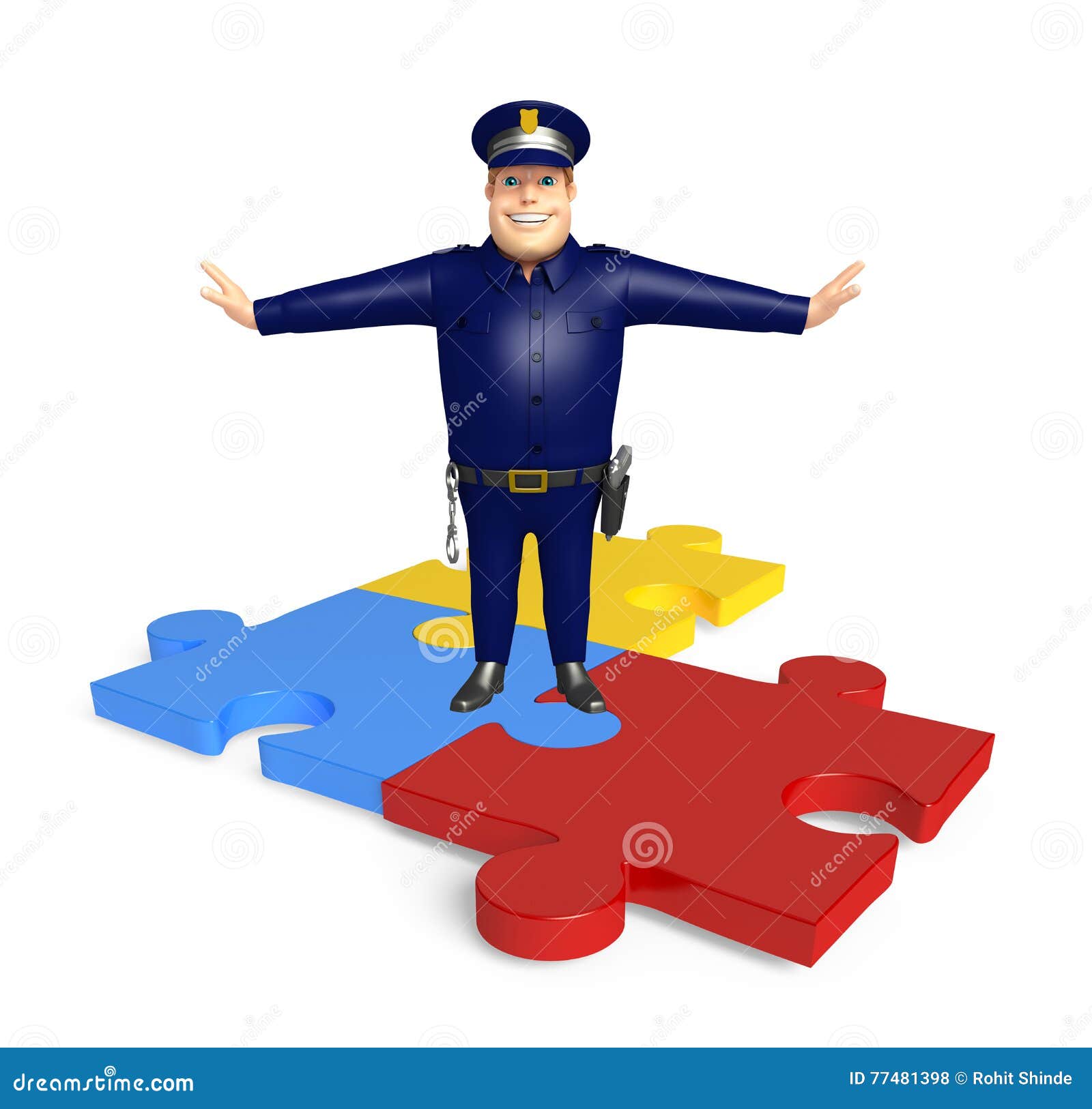 Police with Puzzle stock illustration. Illustration of arms - 77481398