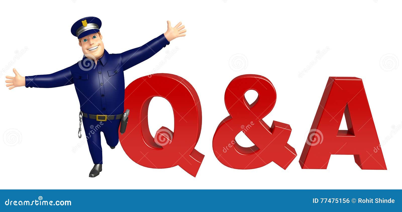 Police with Q&a sign stock illustration. Illustration of uniform - 77475156