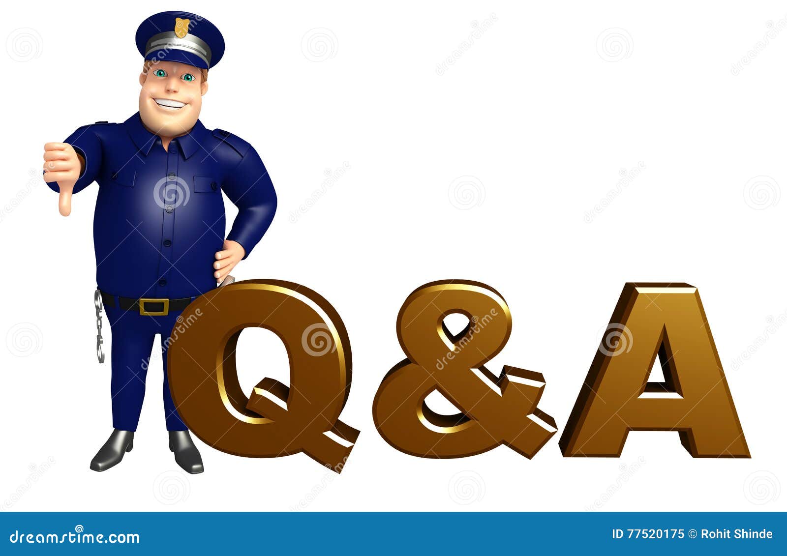 Police with Q & a sign stock illustration. Illustration of looking ...